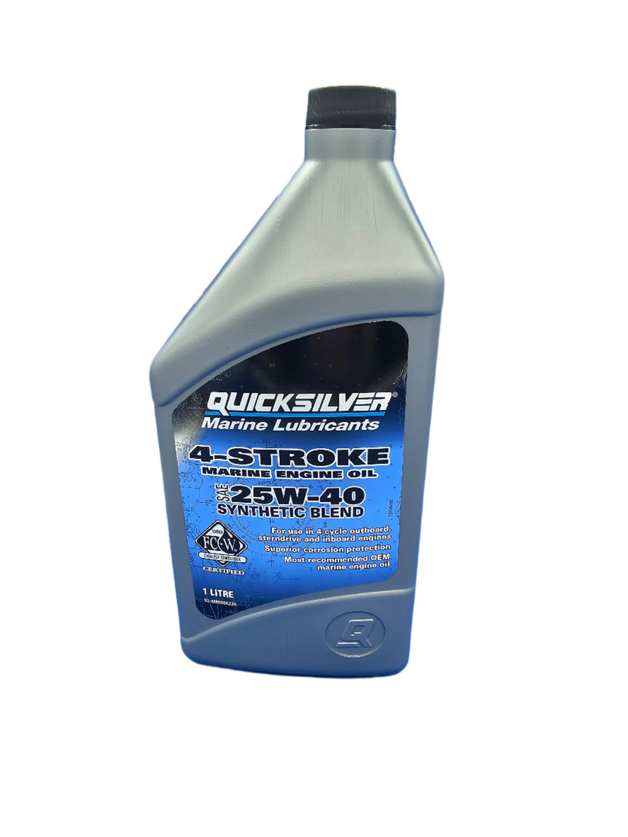 Quicksilver 4 stroke Marine Engine Oil SAE 25W40 Synthetic 1L 92-8M008 ...