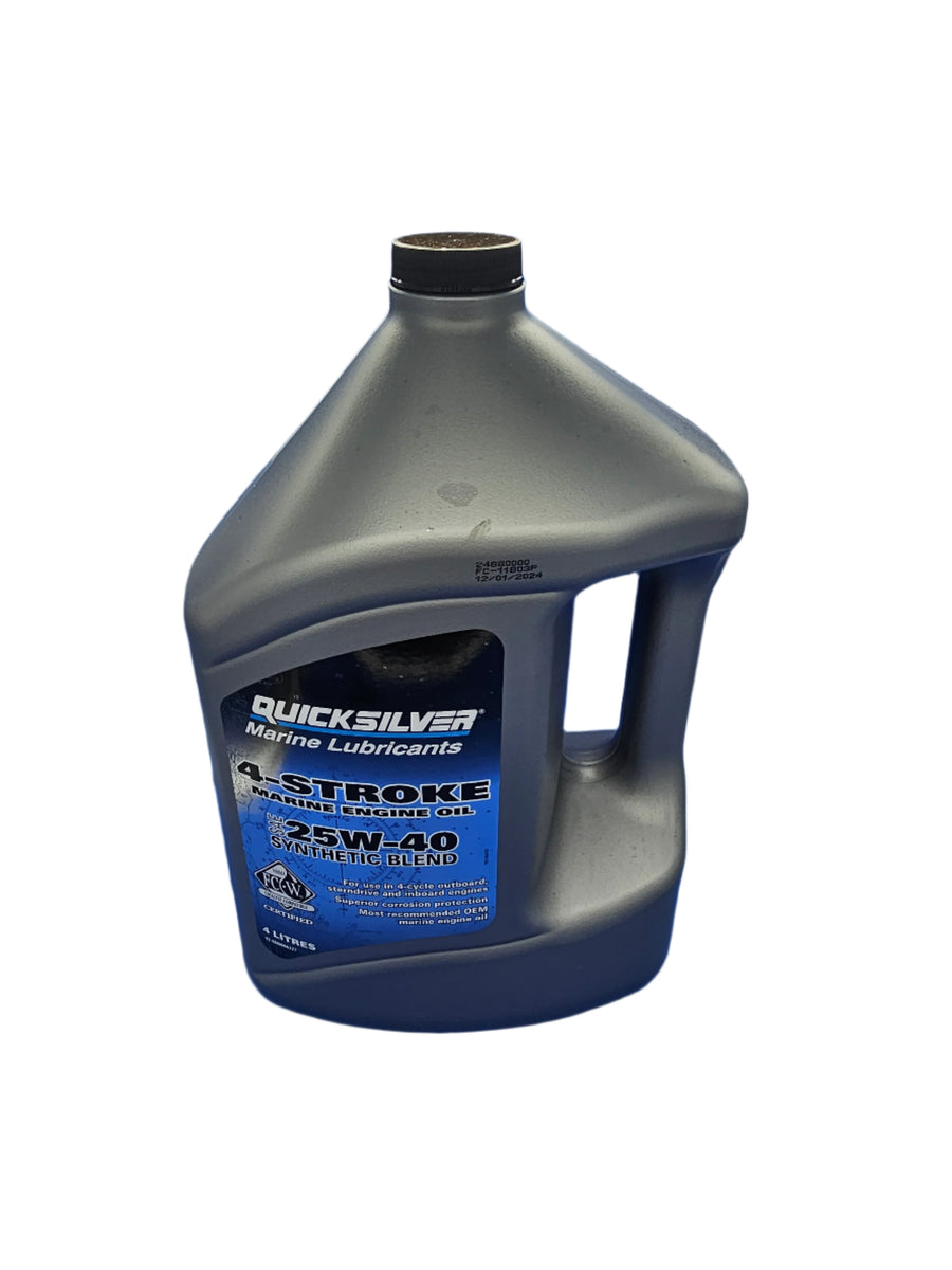 Quicksilver 4 stroke Marine Engine Oil SAE 25W40 Synthetic 4L 92-8M008 ...