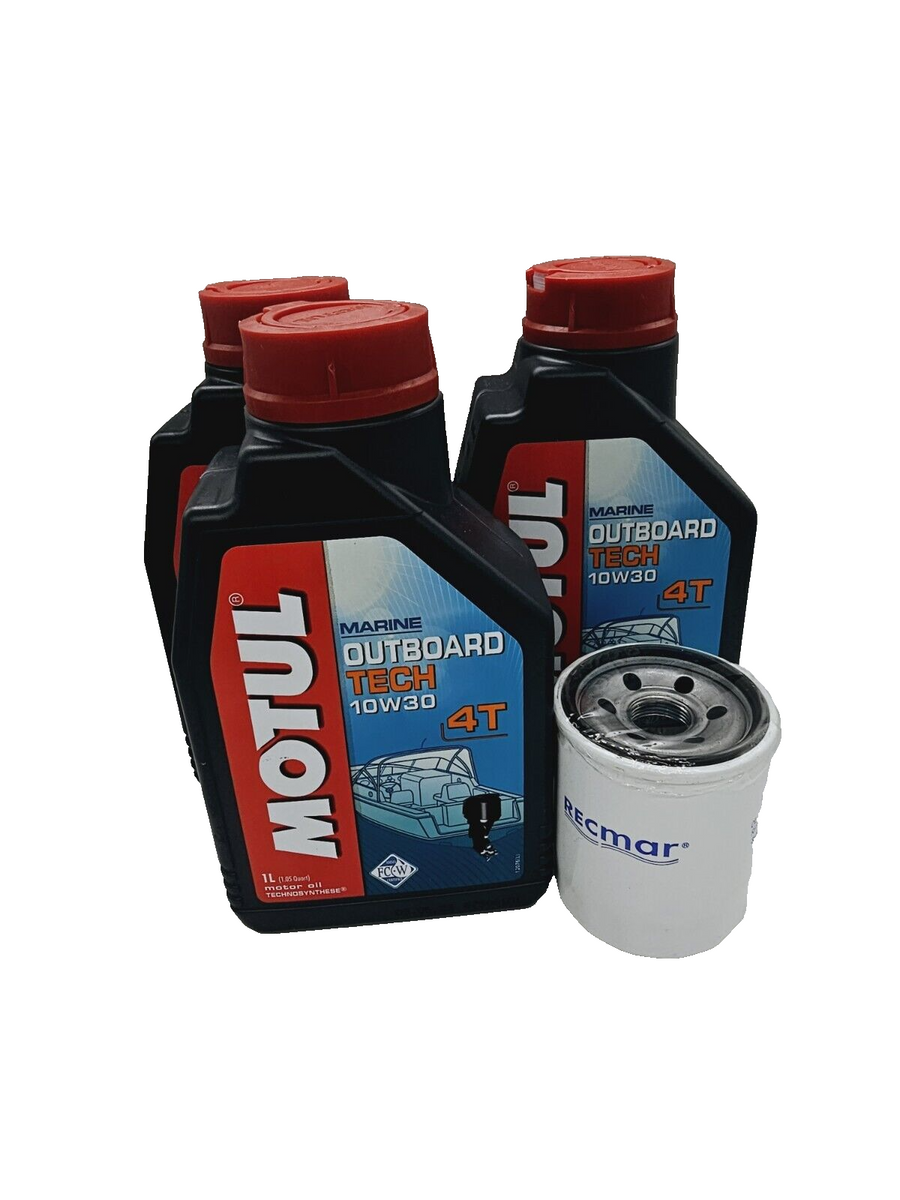 Mercury Mariner 50 HP 60 HP Oil Service Oil Filter 3 @ Motul 10W30 Out ...