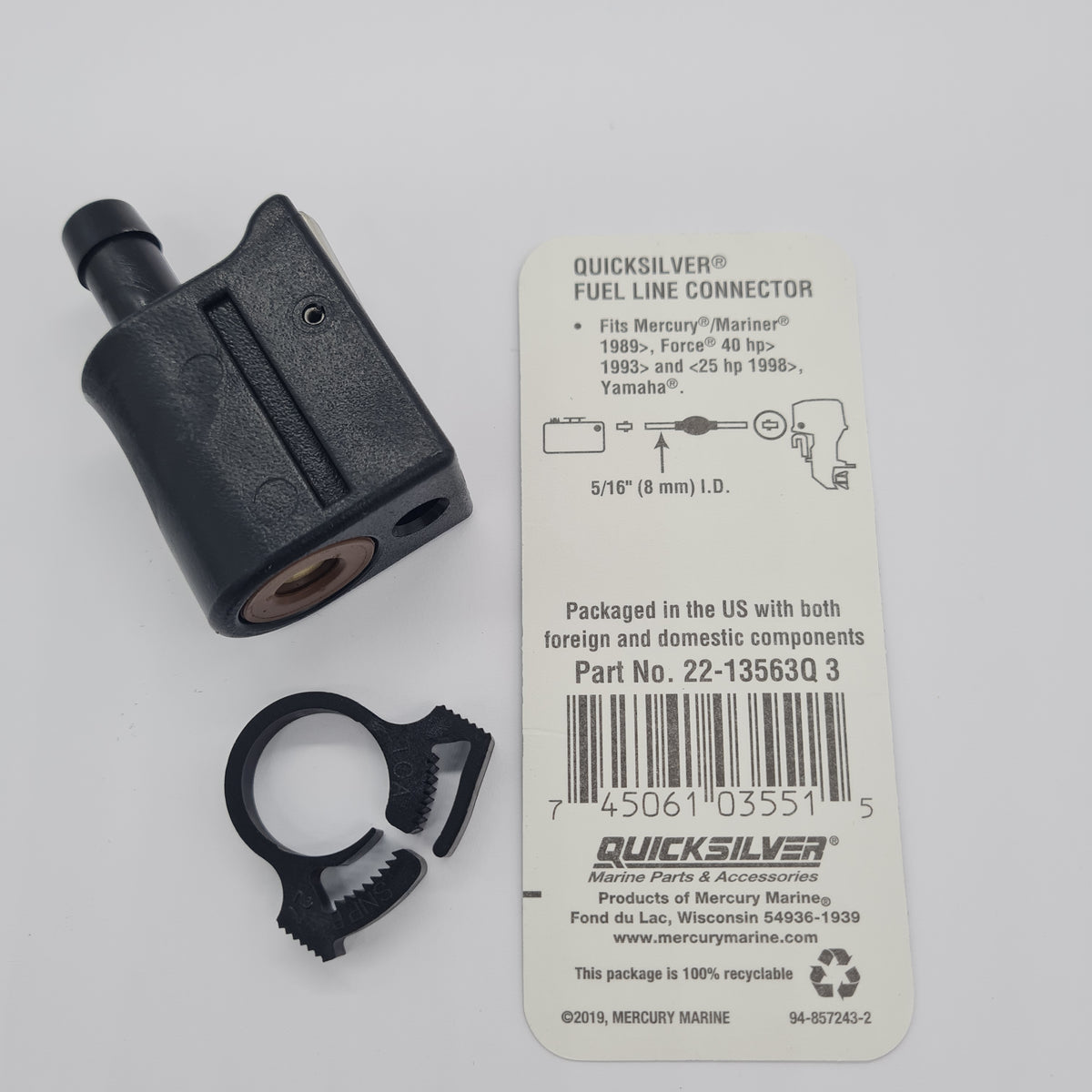 MERCURY MARINER FUEL LINE CONNECTOR ENGINE END QUICKSILVER 22-13563Q3 ...